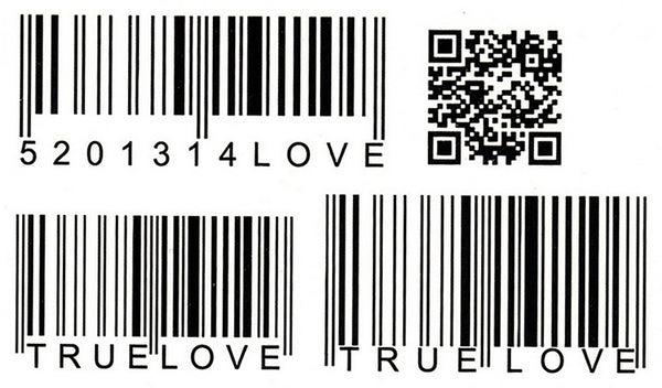 Barcodes True Love Punk Goth Pop Waterproof Temporary Tattoos 2 Sheets ...