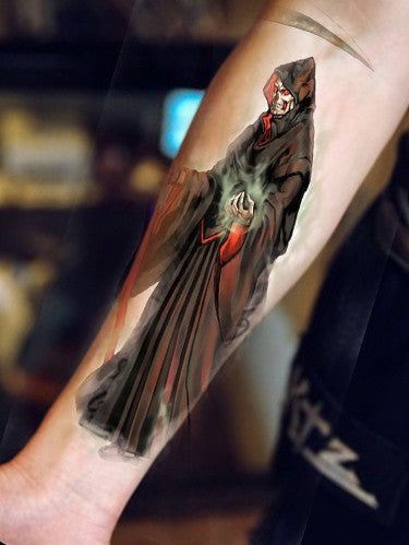 Grim Reaper Skeleton Wraith Large 4 1/4" x 7 1/2" Waterproof Temporary ...