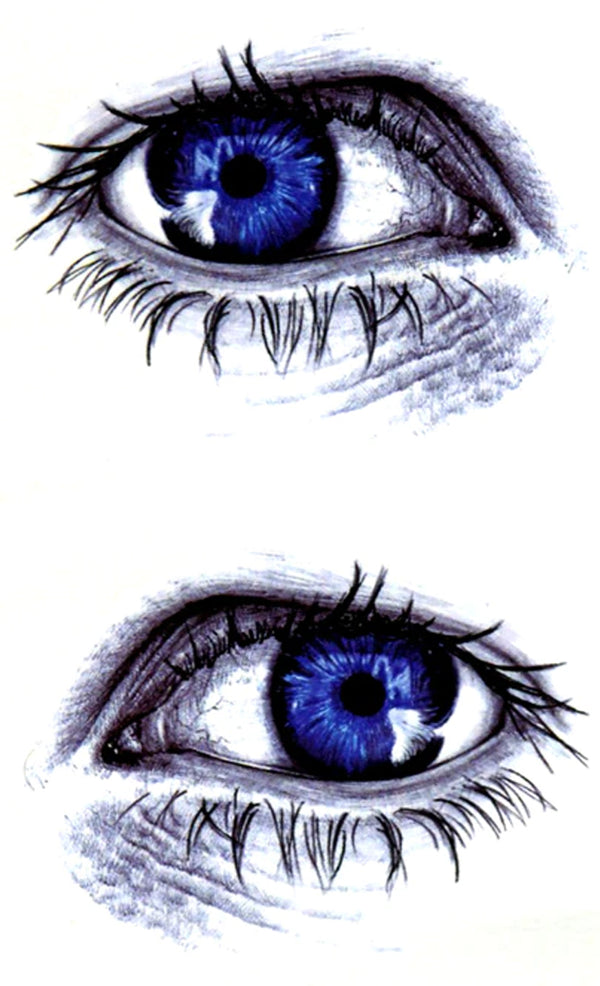Blue Eyes Left Right Pair Waterproof Temporary Tattoos 2 Sheets - My Altar